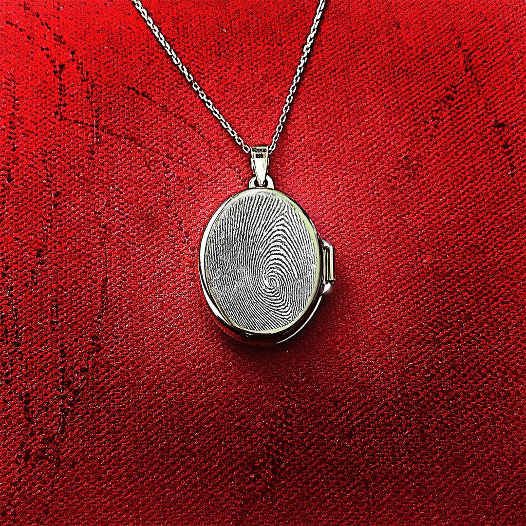 Your Fingerprint Locket Necklace, Yellow Gold and White White Gold ...