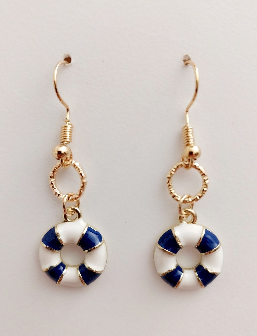 Golden Life Preserver Earring Beach Life Saver Earring Handmade Summer ...