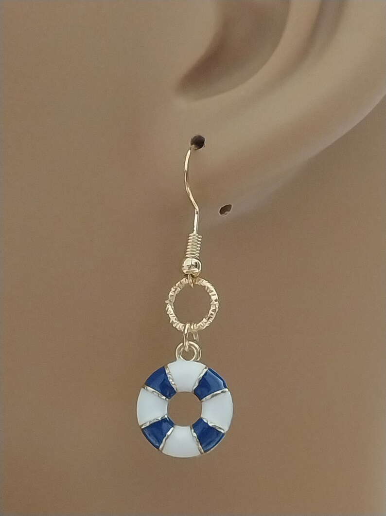 Golden Life Preserver Earring Beach Life Saver Earring Handmade Summer ...