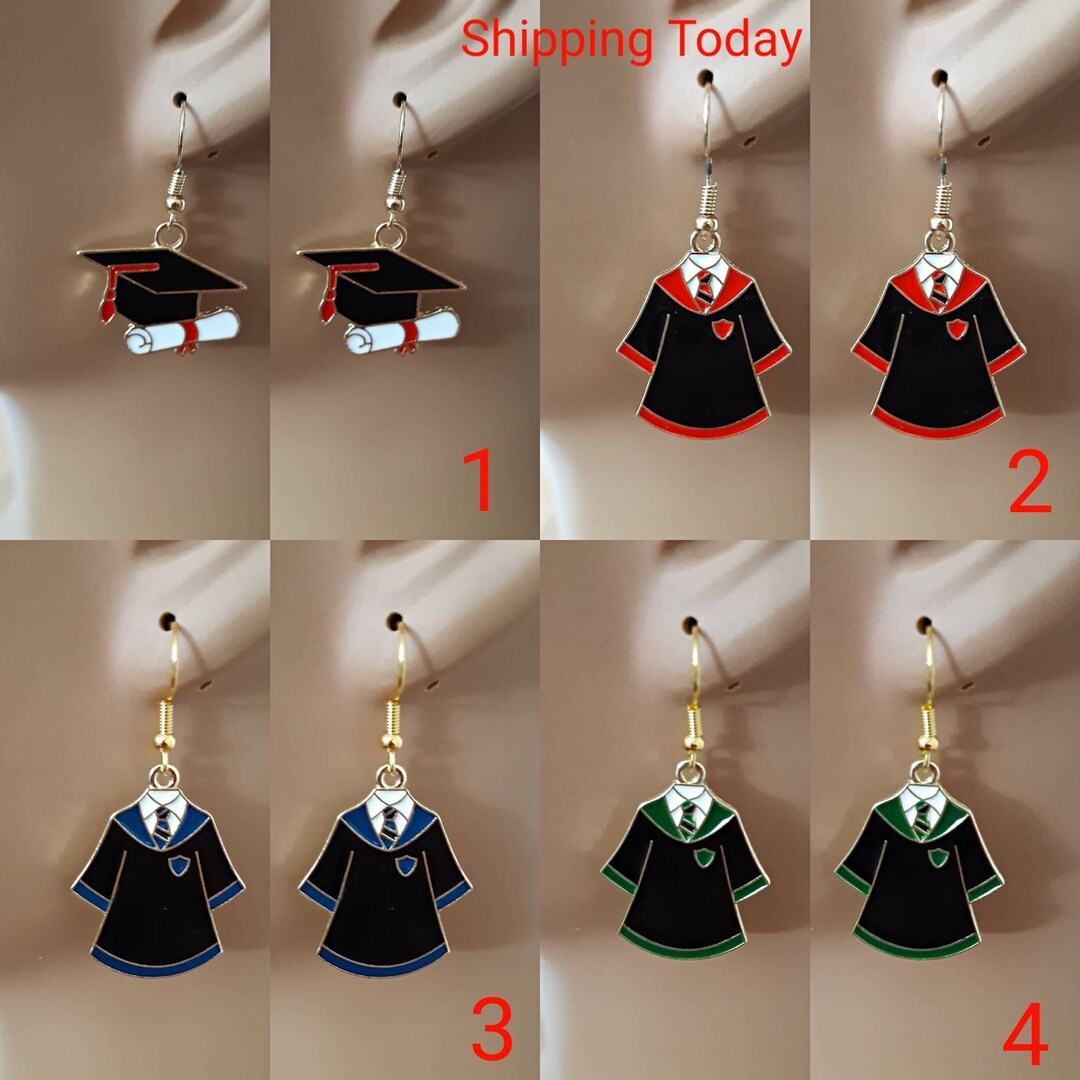 Graduation Earrings Graduation Hat, Graduation Gown Earring, High ...