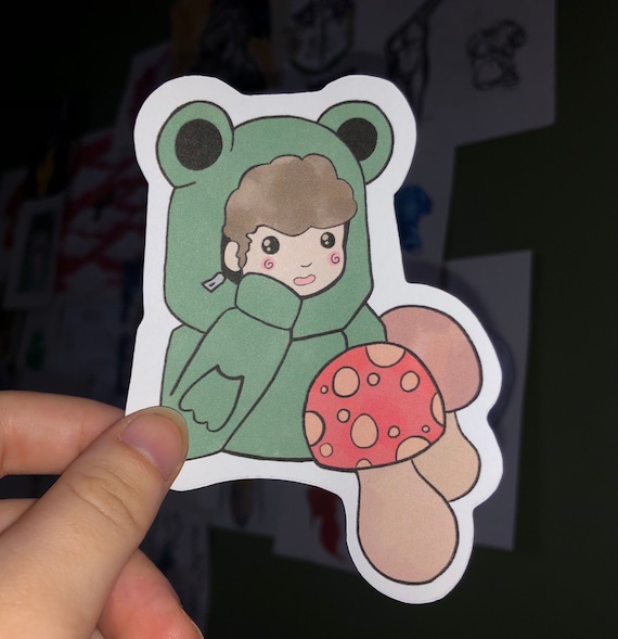 Chibi Karl Jacobs Frog Hoodie Mcyt Sticker | Etsy