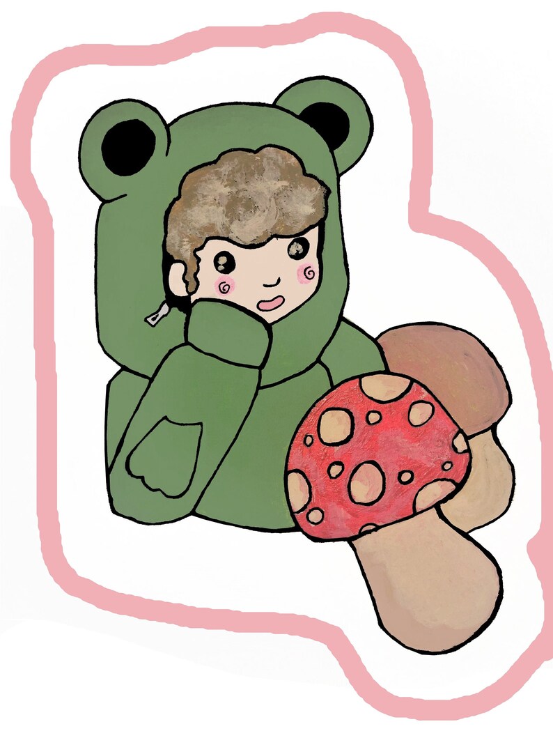 Karl Jacobs mushrooms and frog hoodie mcyt stickers fanart | Etsy