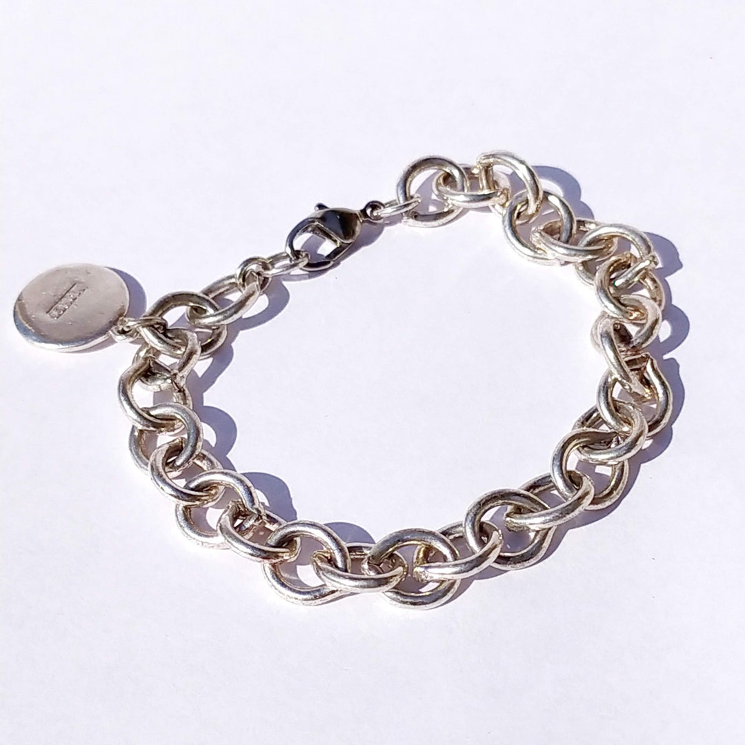 MONET Silver Chain Bracelet Vintage Charm Chain Bracelet Chunky Chain ...