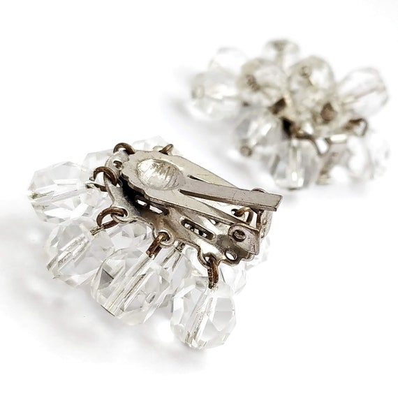 Clear glass beads clip on earrings Faceted beaded cl… - Gem