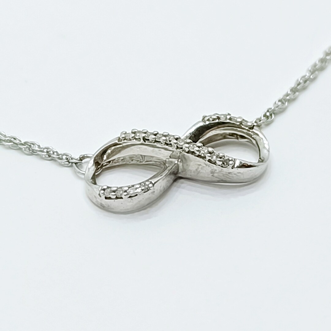 Vintage Sparkly Infinity Symbol Pendant Necklace Dainty Sterling Silver ...
