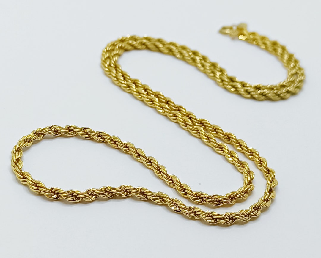 NAPIER Gold Heavy Rope Chain Necklace 24" Long Vintage Chunky Rope ...