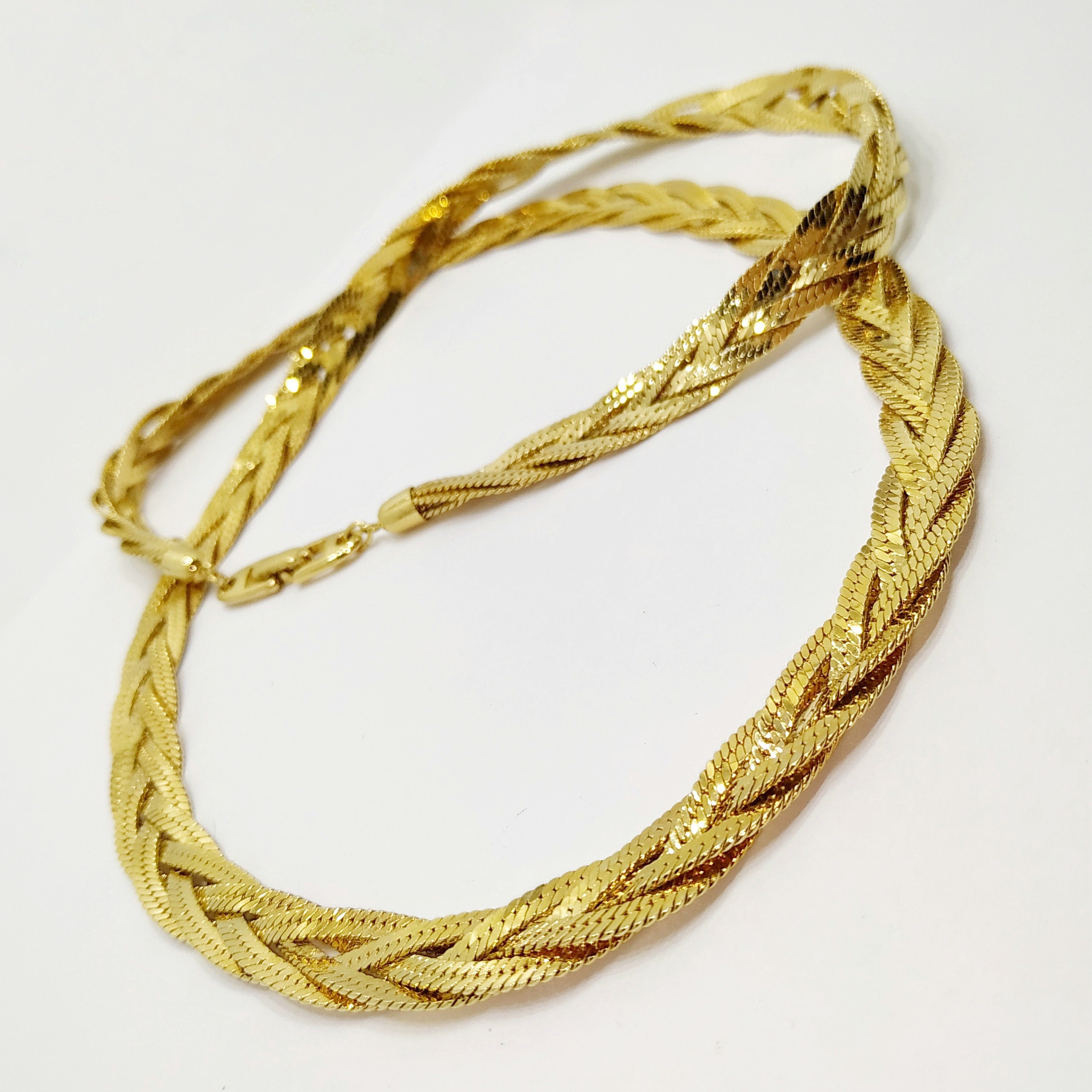 30 Gold braided chain necklace Vintage NAPIER | Etsy