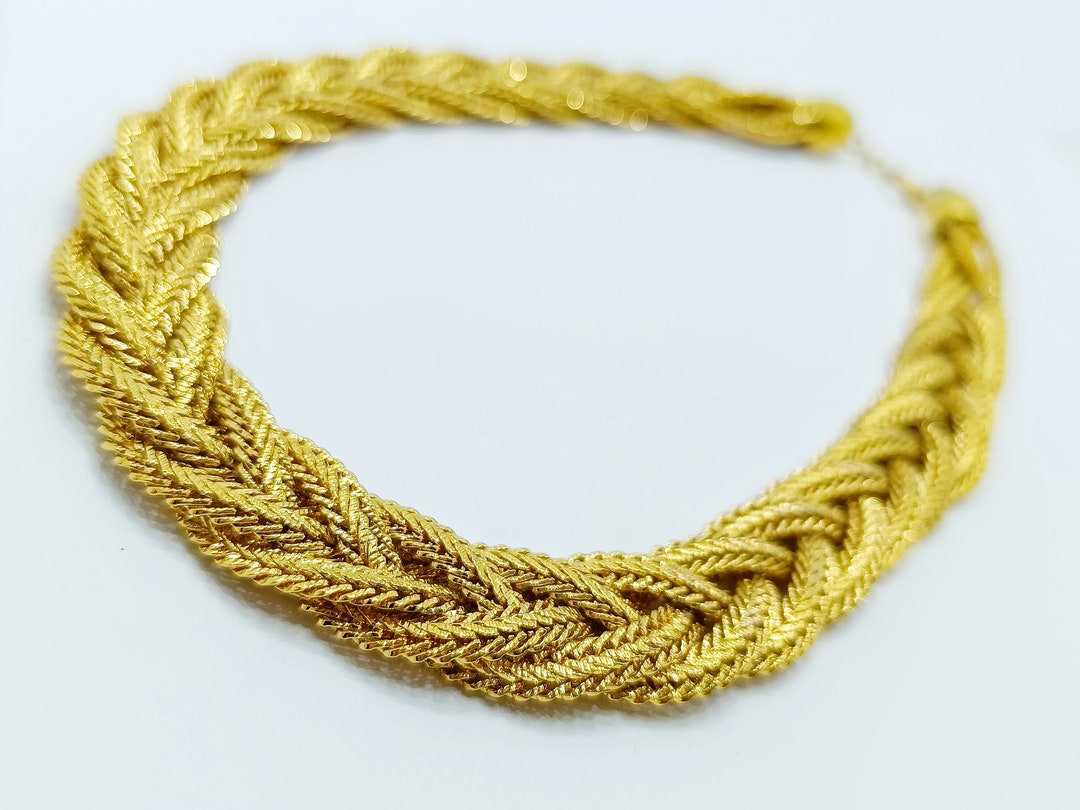 Vintage NAPIER Thick Mesh Braided Gold Tone Choker Chunky Woven Runway ...