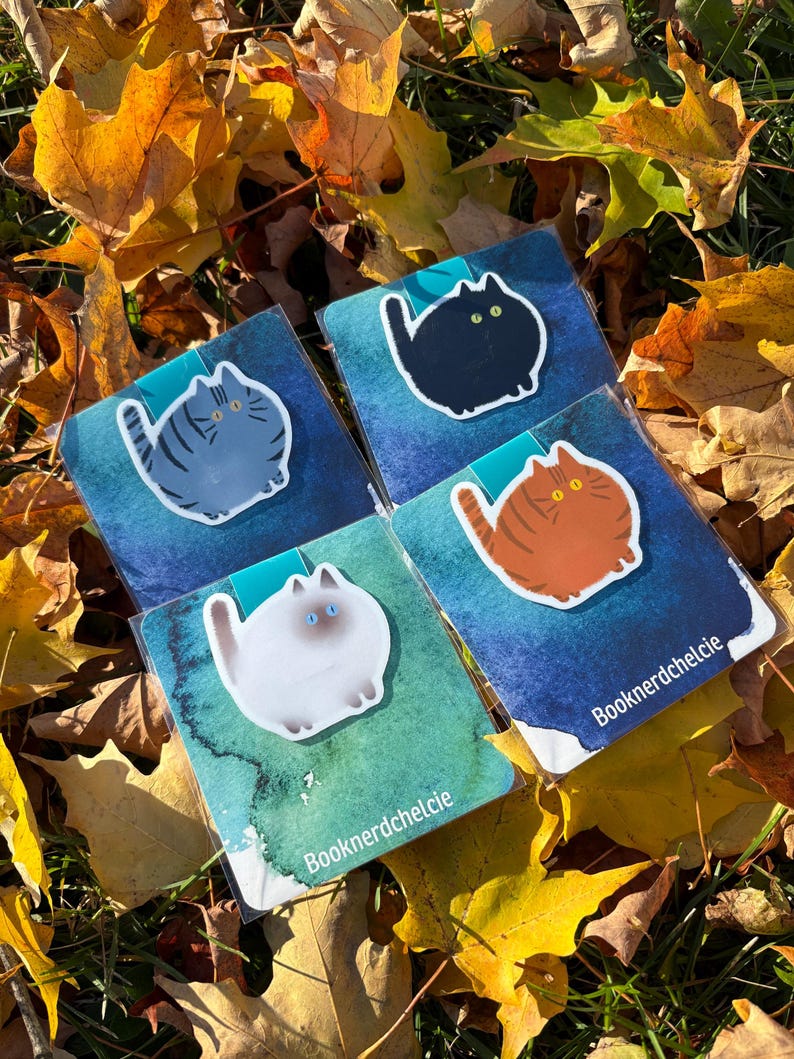 Fat Cat Magnetic Bookmarks - Etsy