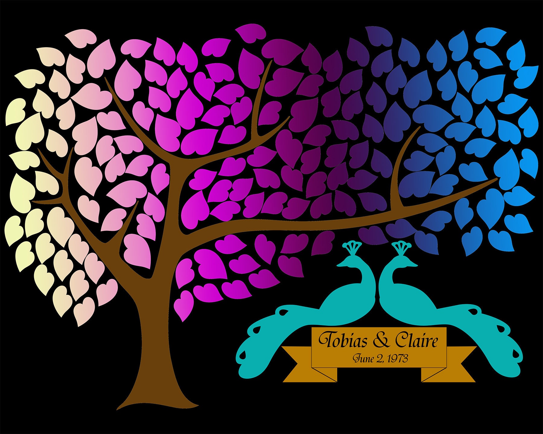 Premium Guest Book Tree 3D Wood Sign SVG AI Laser Cutting DIY - Etsy