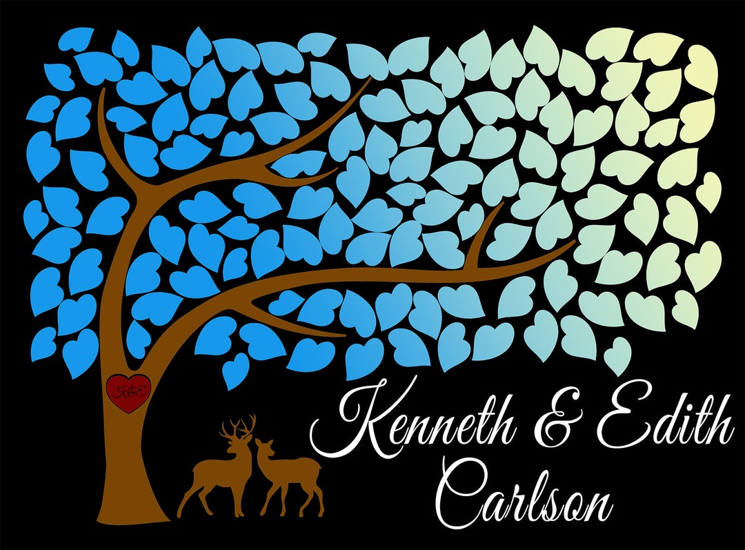 Premium Guest Book Tree 3D Wood Sign SVG AI Laser Cutting DIY Wedding ...