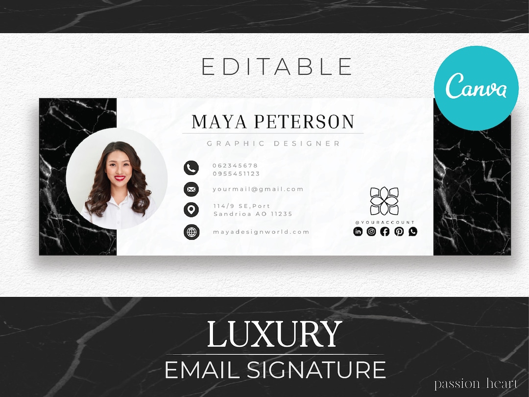 Email Signature Template, Luxury Email Signaturer Template , Marble ...