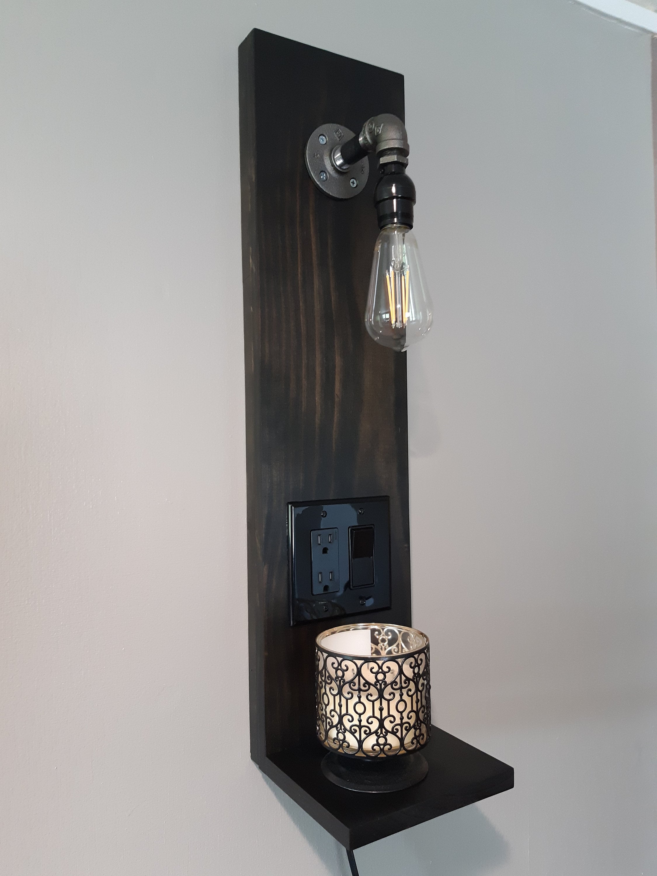 Floating Nightstand With Plug and Light. - Etsy