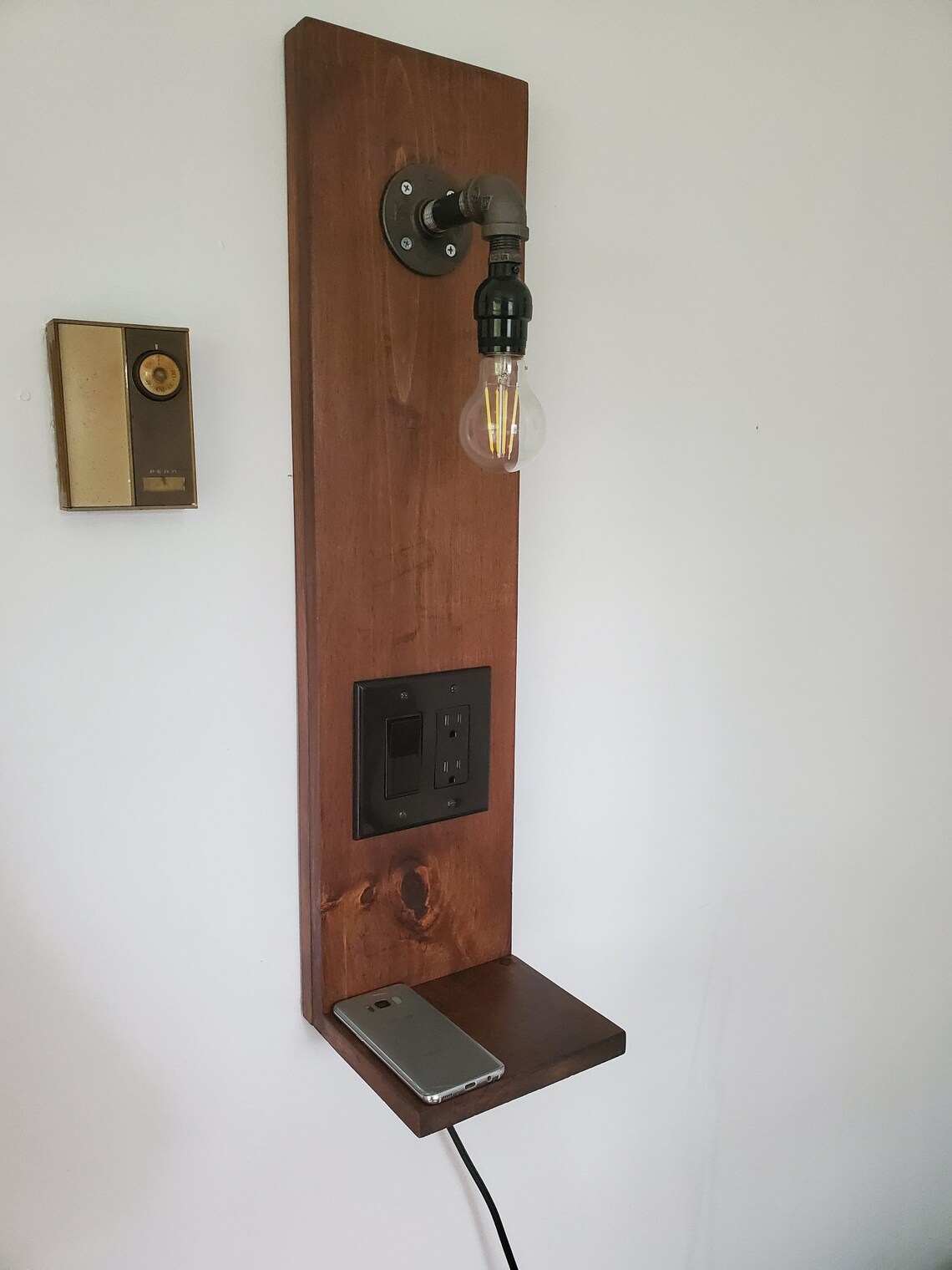 Set of 2-floating Nightstand With Electric Outlet, Light and Shelf. - Etsy