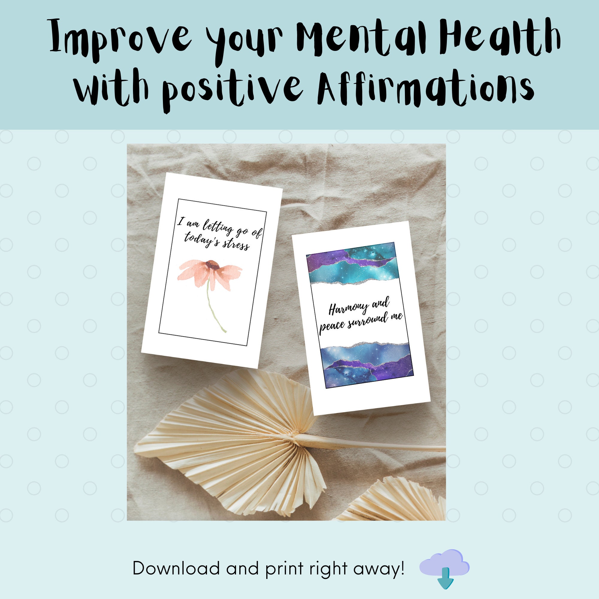 30 Affirmation Flash Cards - Anxiety Calming - Positive Affirmations ...