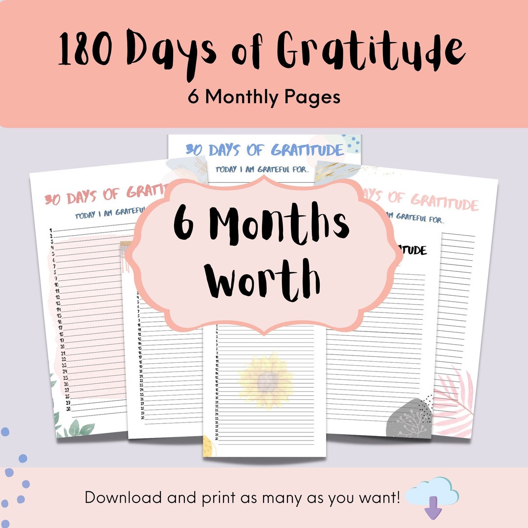 Journal de Gratitude pour Débutants 6 Mois de Gratitude Quotidienne 180 ...