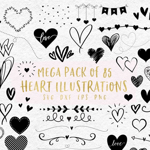 Heart SVG Bundle Dividers Stitched Hearts Abstract Hearts - Etsy