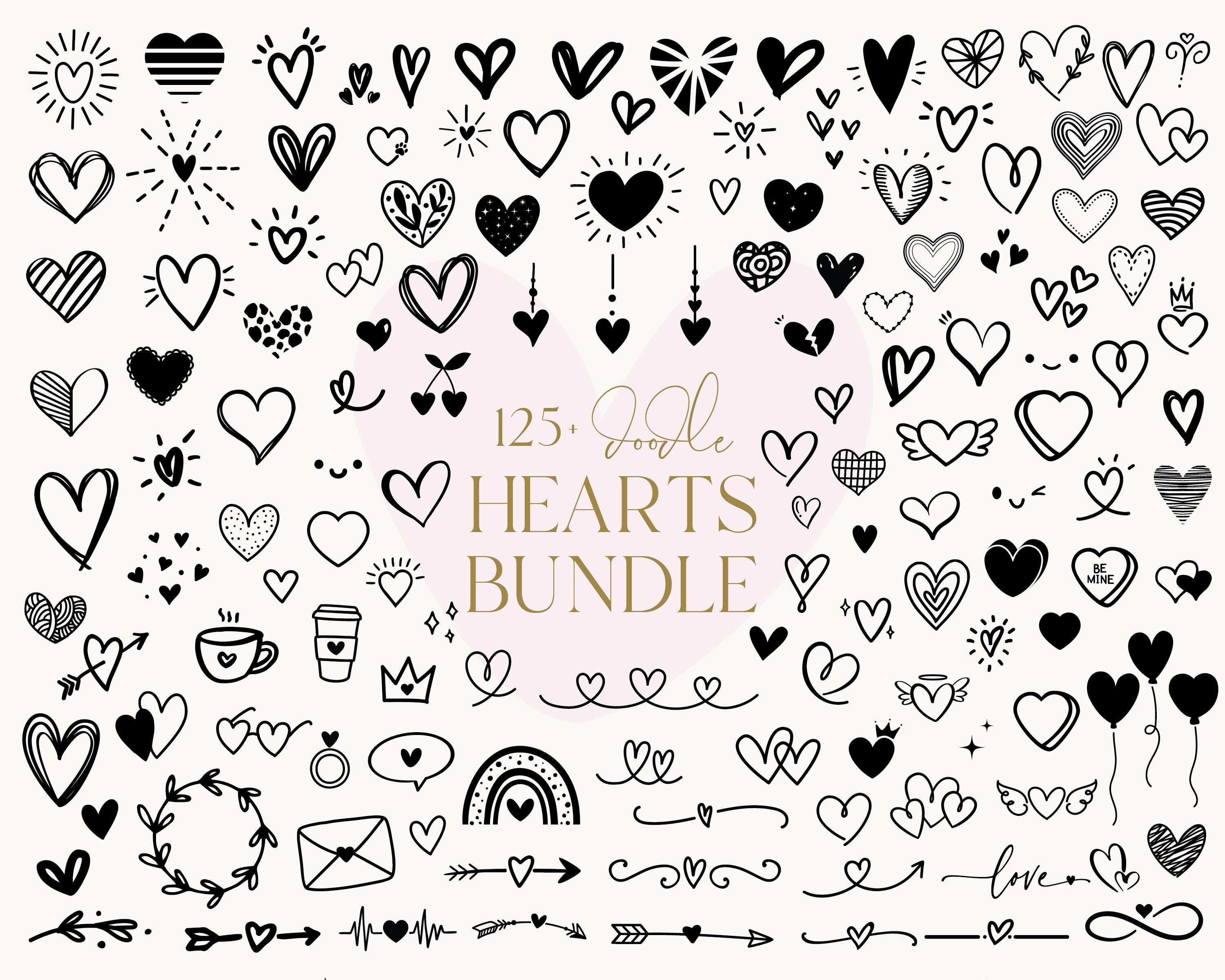 Cute Hearts SVG Bundle -dividers, Arrows, Abstract Hearts, Doodle ...