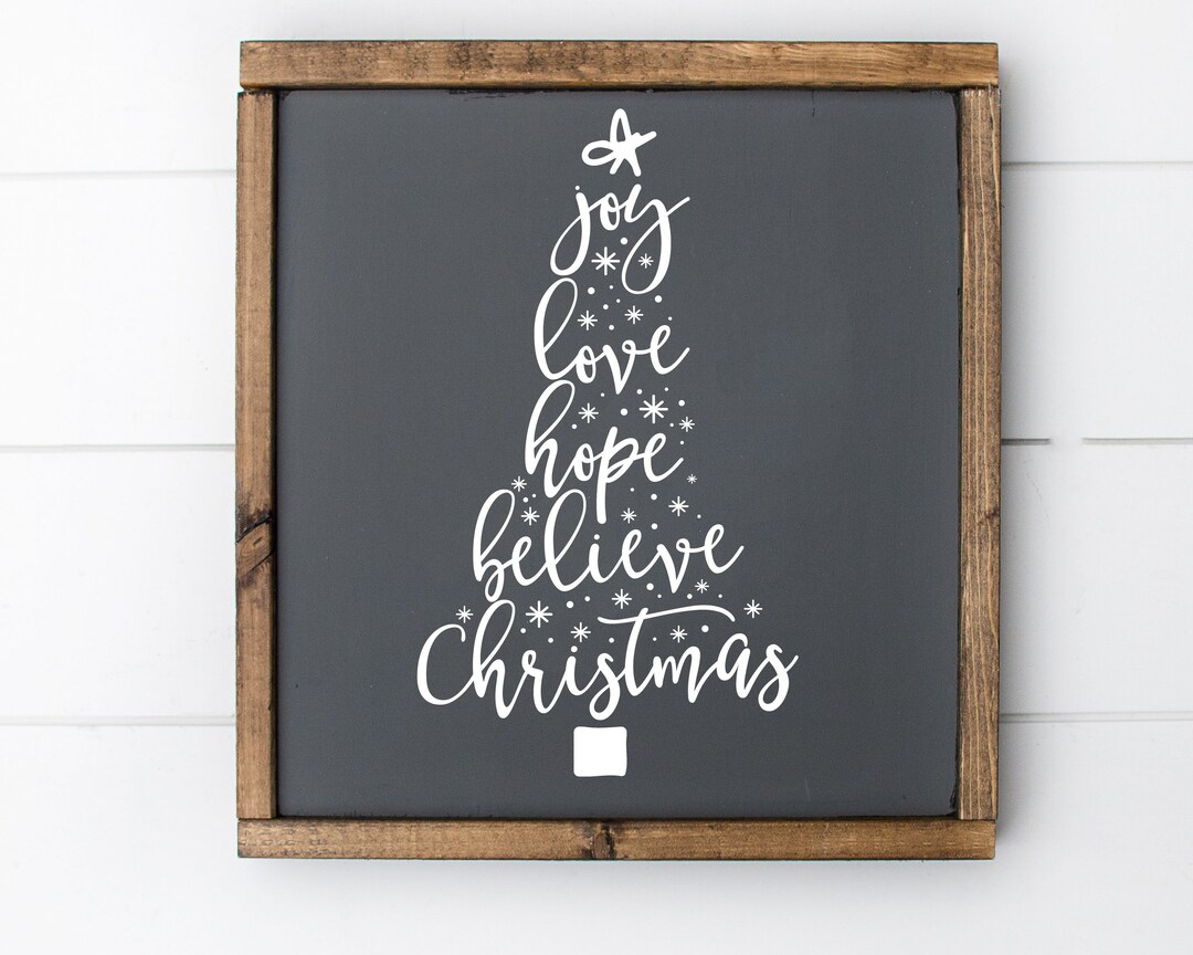 Joy Love Hope Believe Christmas Tree Svg Cutting File for Cricut and ...