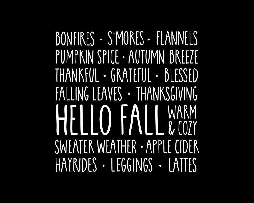Hello Fall Words Svg Digital Design Cut File for Cricut Fall and Autumn ...