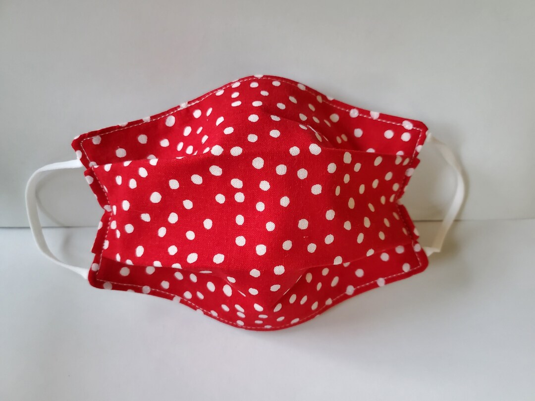 Red Polka Dots Face Mask 100% Cotton. Reusable and Washable. Adult ...