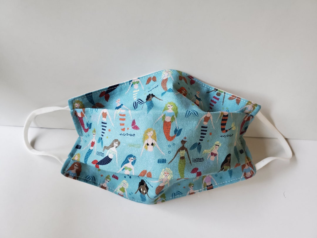 Mermaid Face Mask 100% Cotton. Reusable and Washable. Adult Small ...