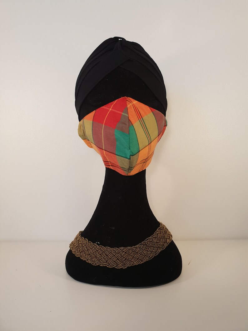 Orange Madras Head Wrap / Mask - Etsy