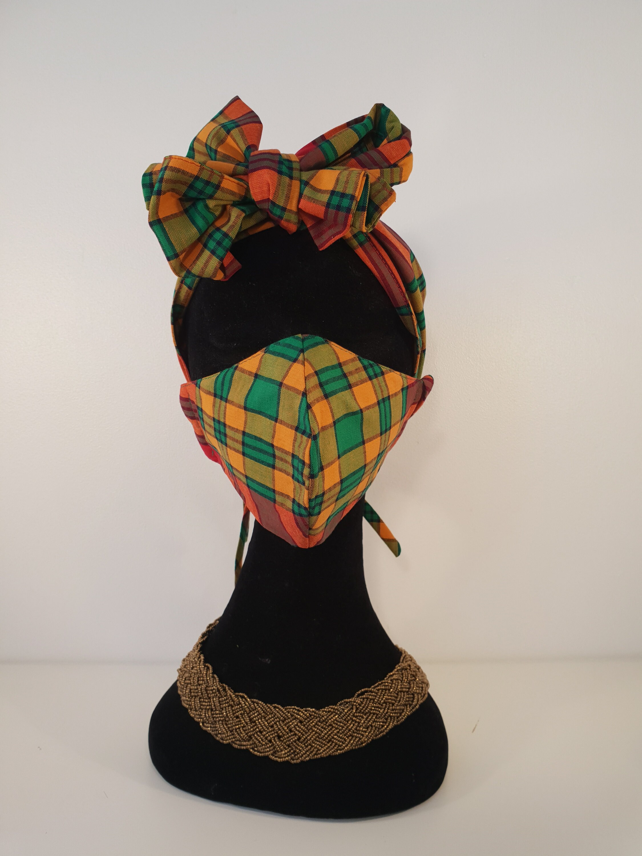Red Madras Plaid Head Tie / Mask - Etsy