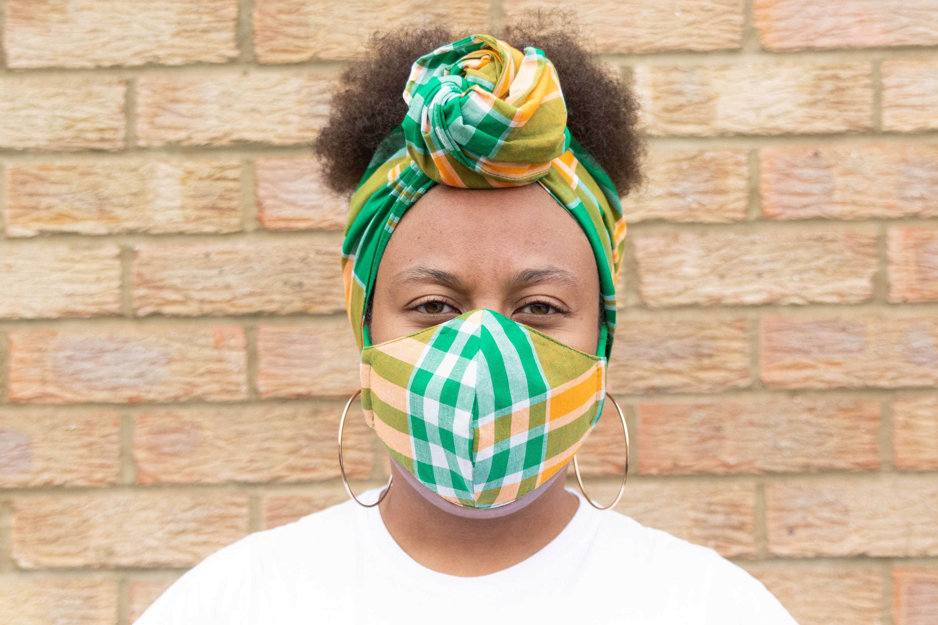 Montserrat's Traditional Green Madras Head Wrap / Mask - Etsy UK