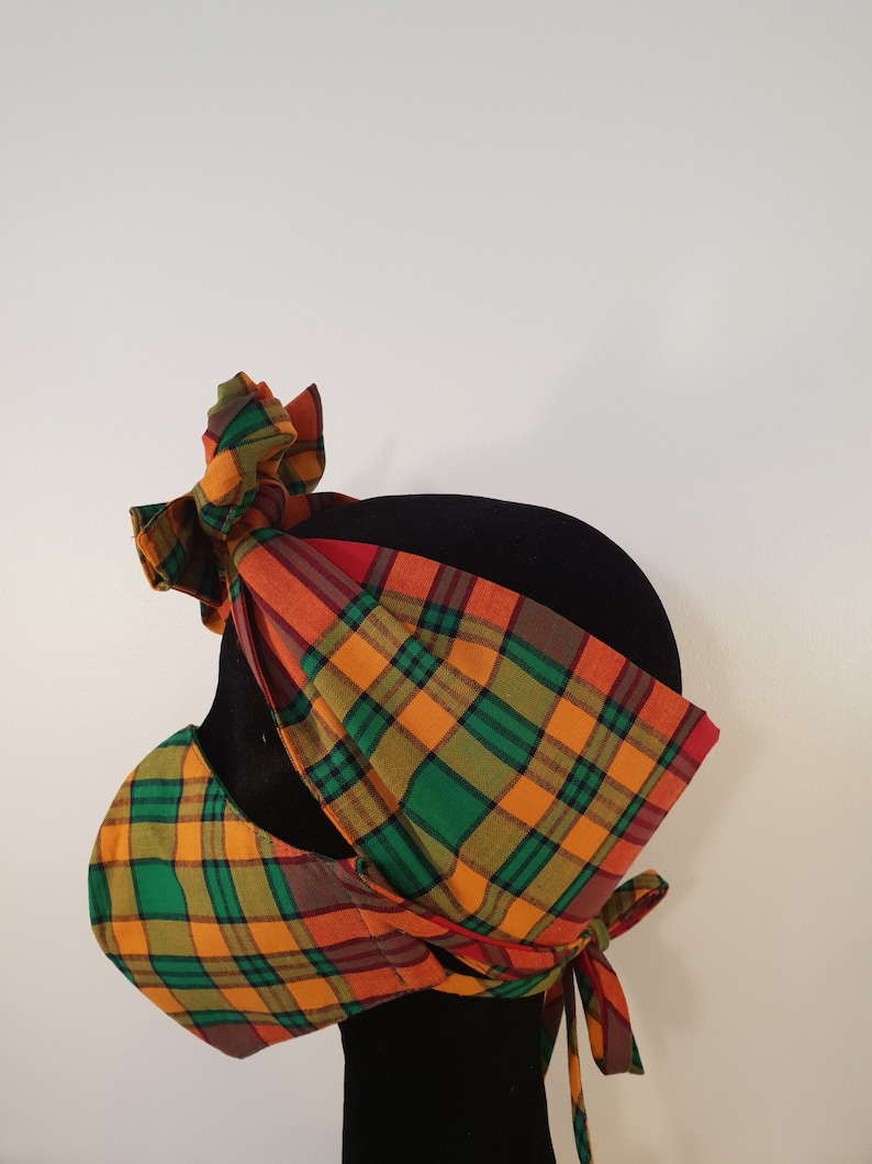 Red Madras Plaid Head Tie / Mask | Etsy
