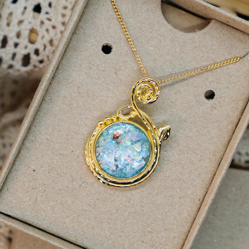 Gold Roman Glass Pendant - Etsy