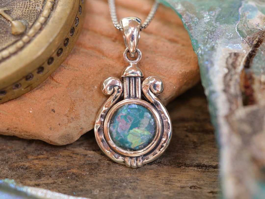 Roman Glass Pendant - Ancient Roman Glass Silver Jewelry - Israeli ...