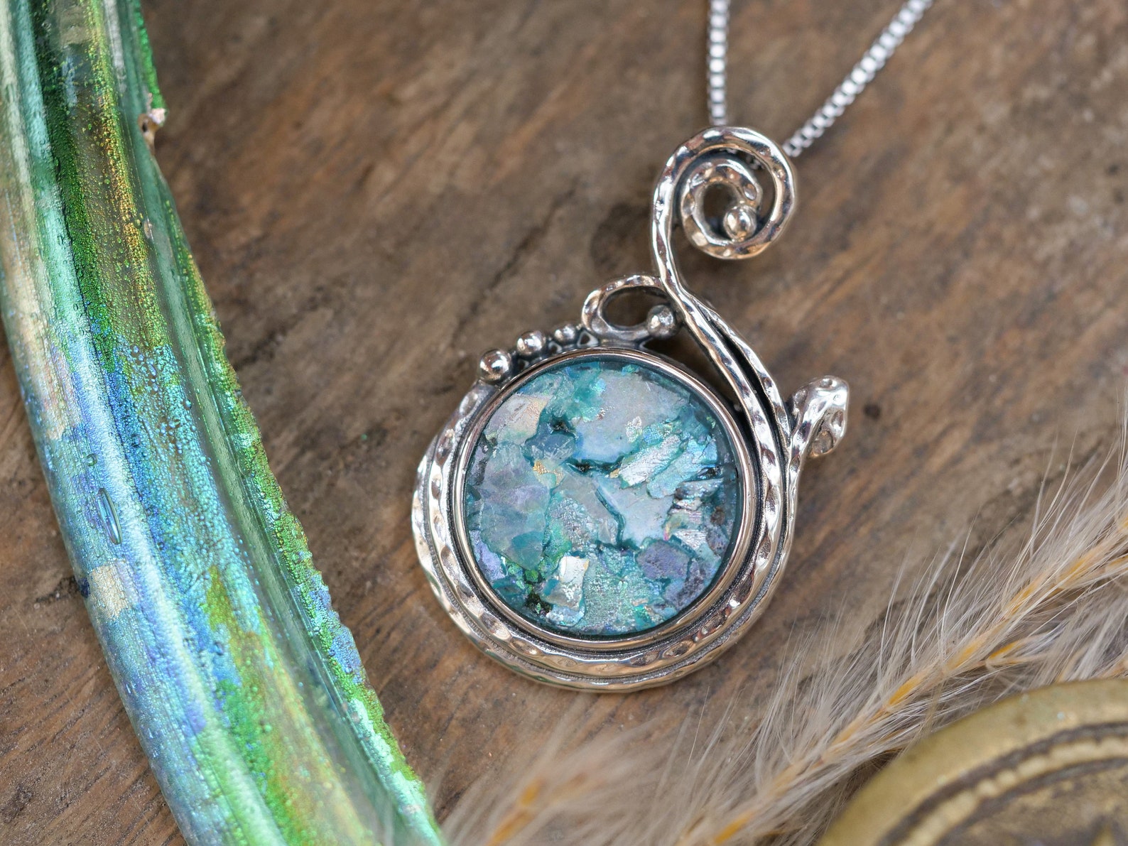 Roman Glass Pendant Ancient Roman Glass Silver Jewelry - Etsy