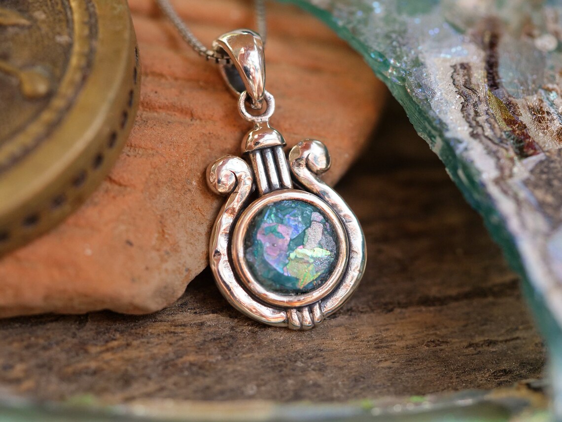 Roman Glass Pendant - Ancient Roman Glass Silver Jewelry - Israeli ...