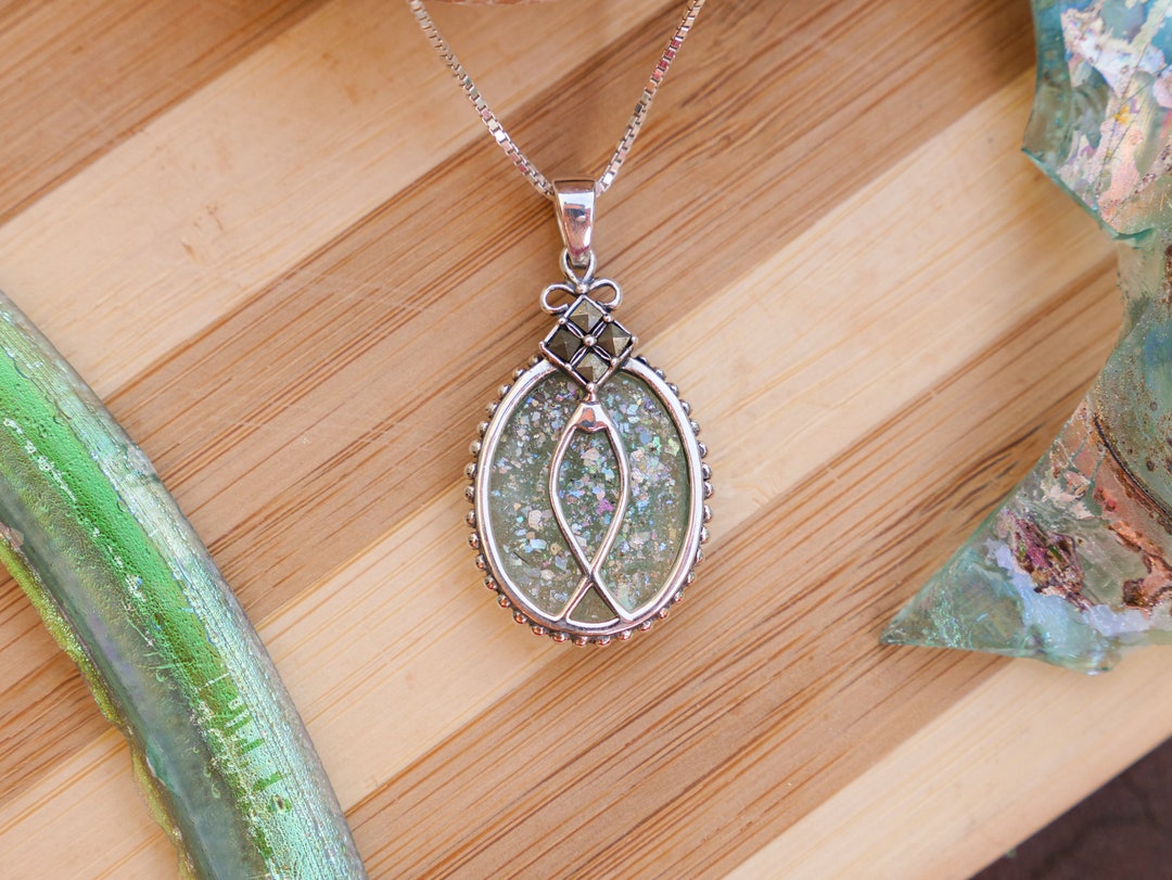 Roman Glass Pendant - Ancient Roman Glass Jewelry - Israeli Jewelry ...