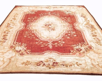 AUBUSSON Rug French Style Needlepoint Carpet Area Roses Pastel Louis ...