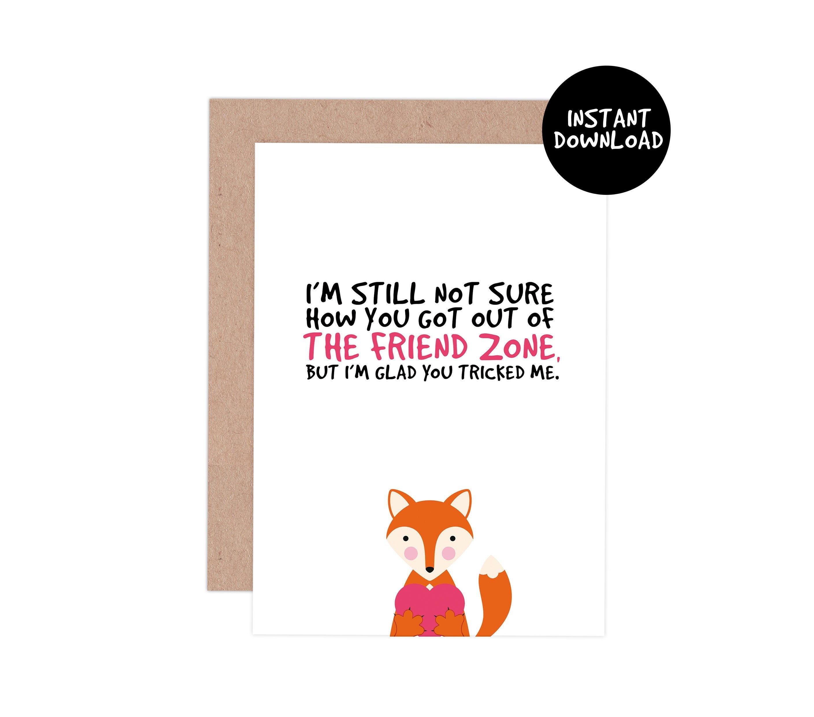 Friend Zone Funny Printable Love Card Instant Download | Etsy