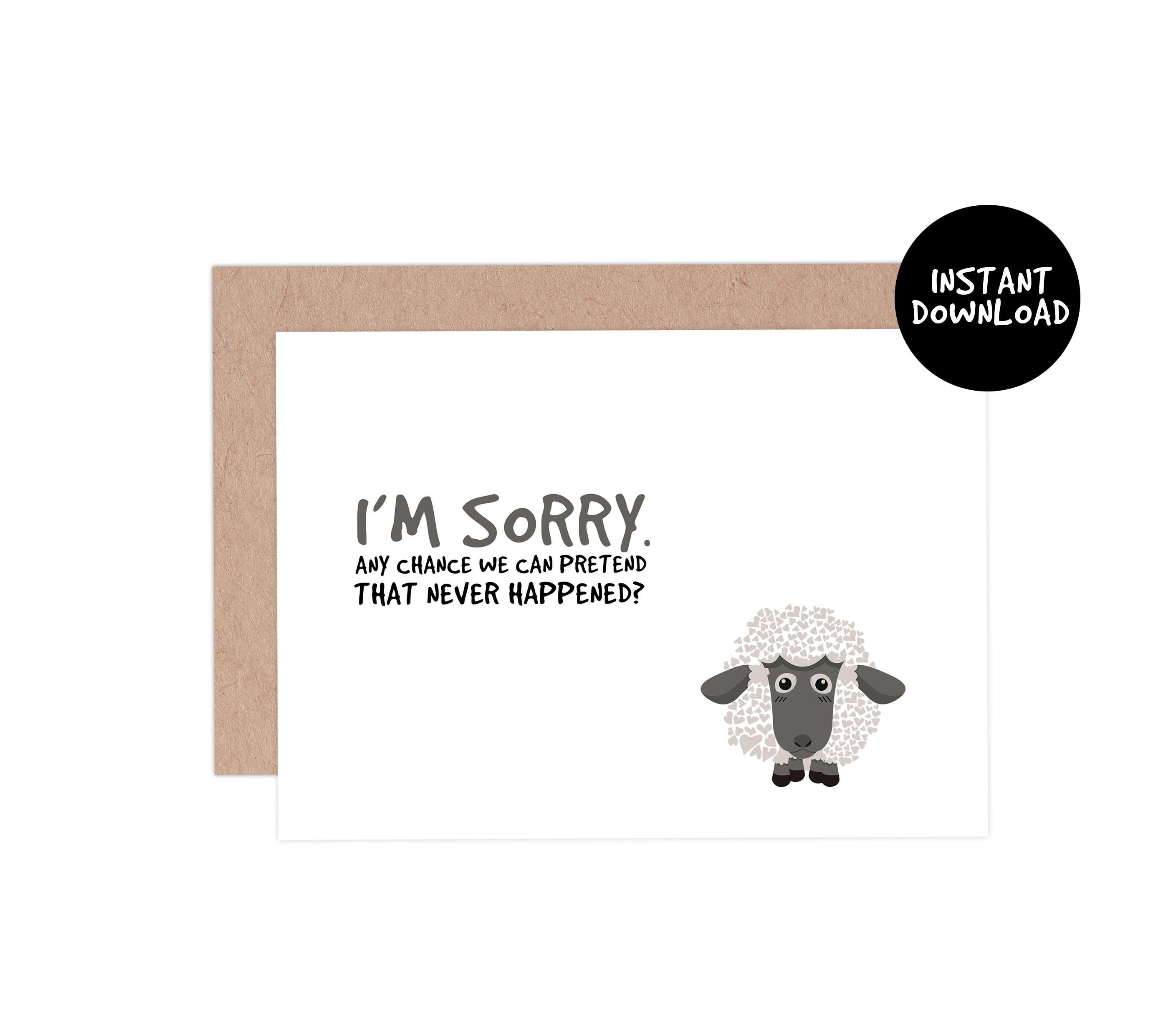 Heartfelt Apology Funny Printable I'm Sorry Card | Etsy