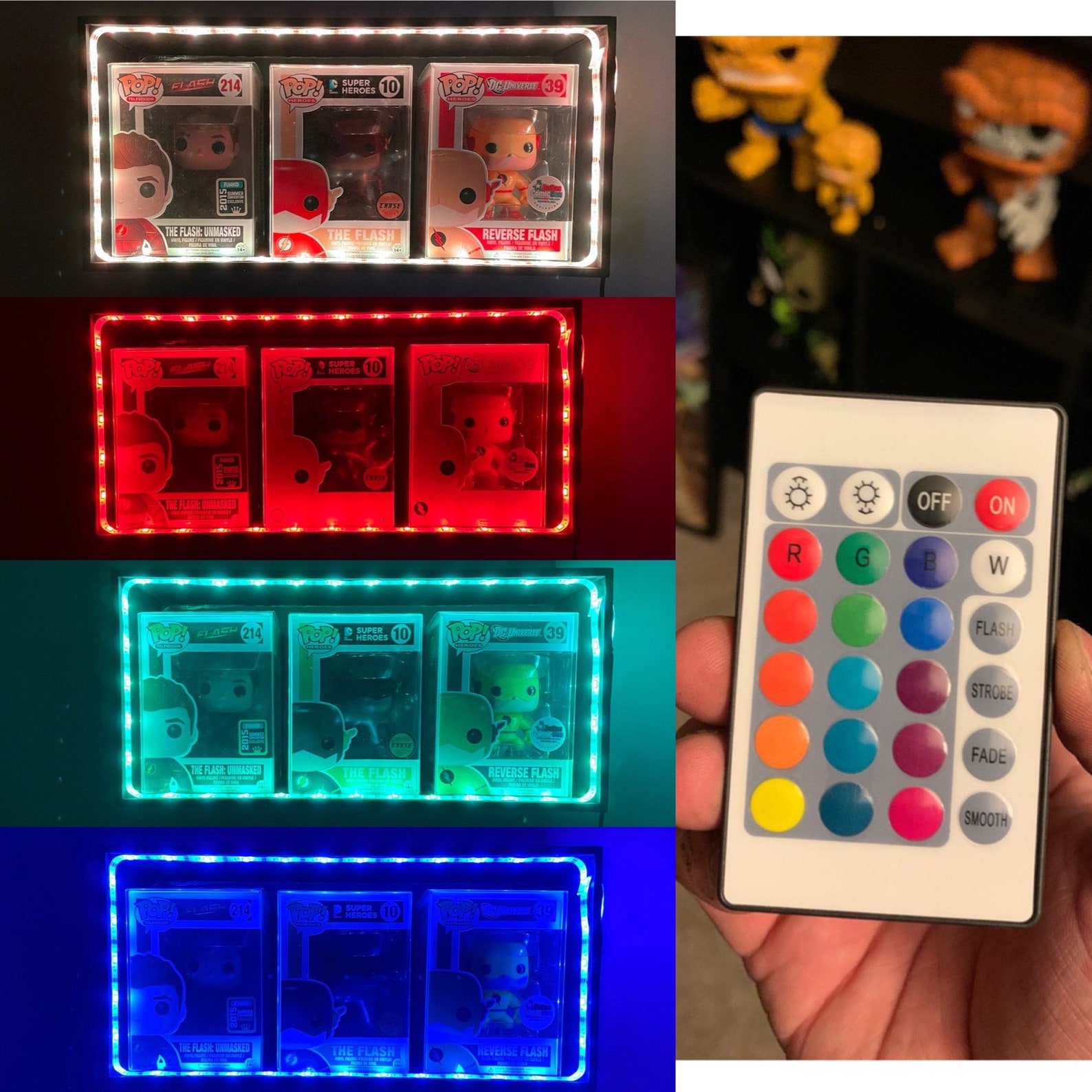 Custom FUNKO Pop Multi-Colored LED Lights Wooden Shelf | Etsy