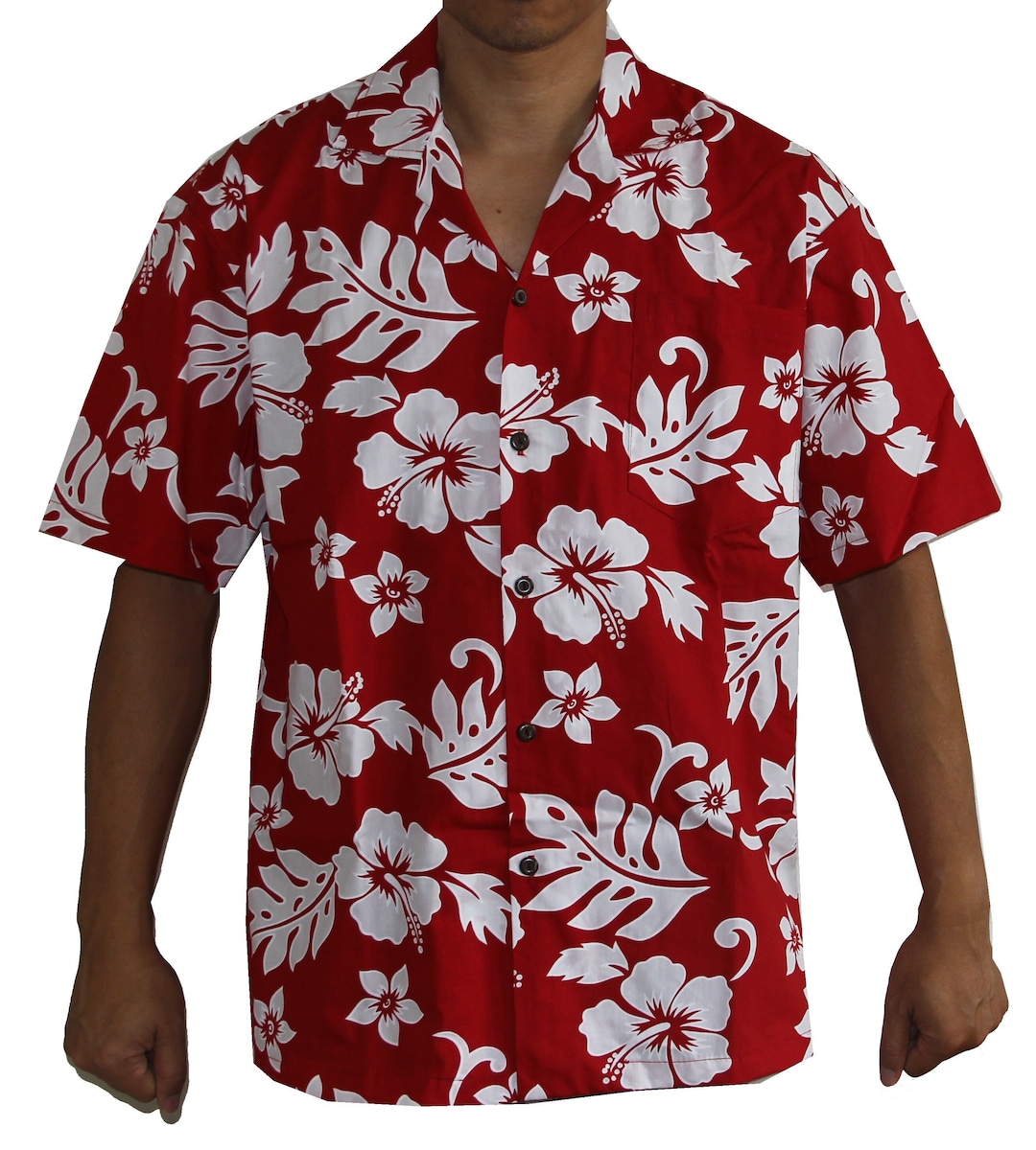Men's Classic Hibiscus Christmas Red/white Hawaiian Aloha Cruise Luau ...