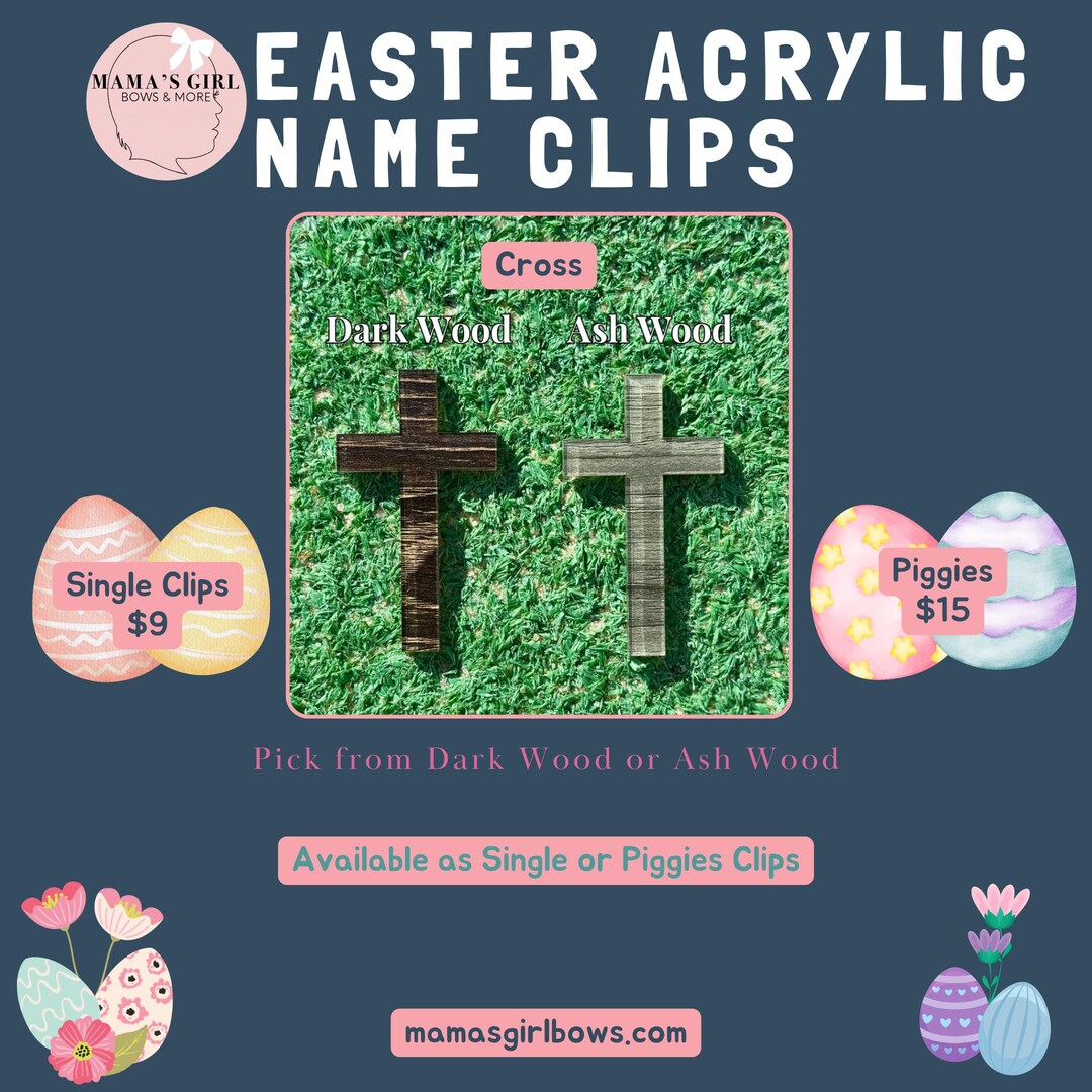 EASTER CROSS CUSTOM Name Acrylic Hair Clips. Crosses. Holiday Outfits ...