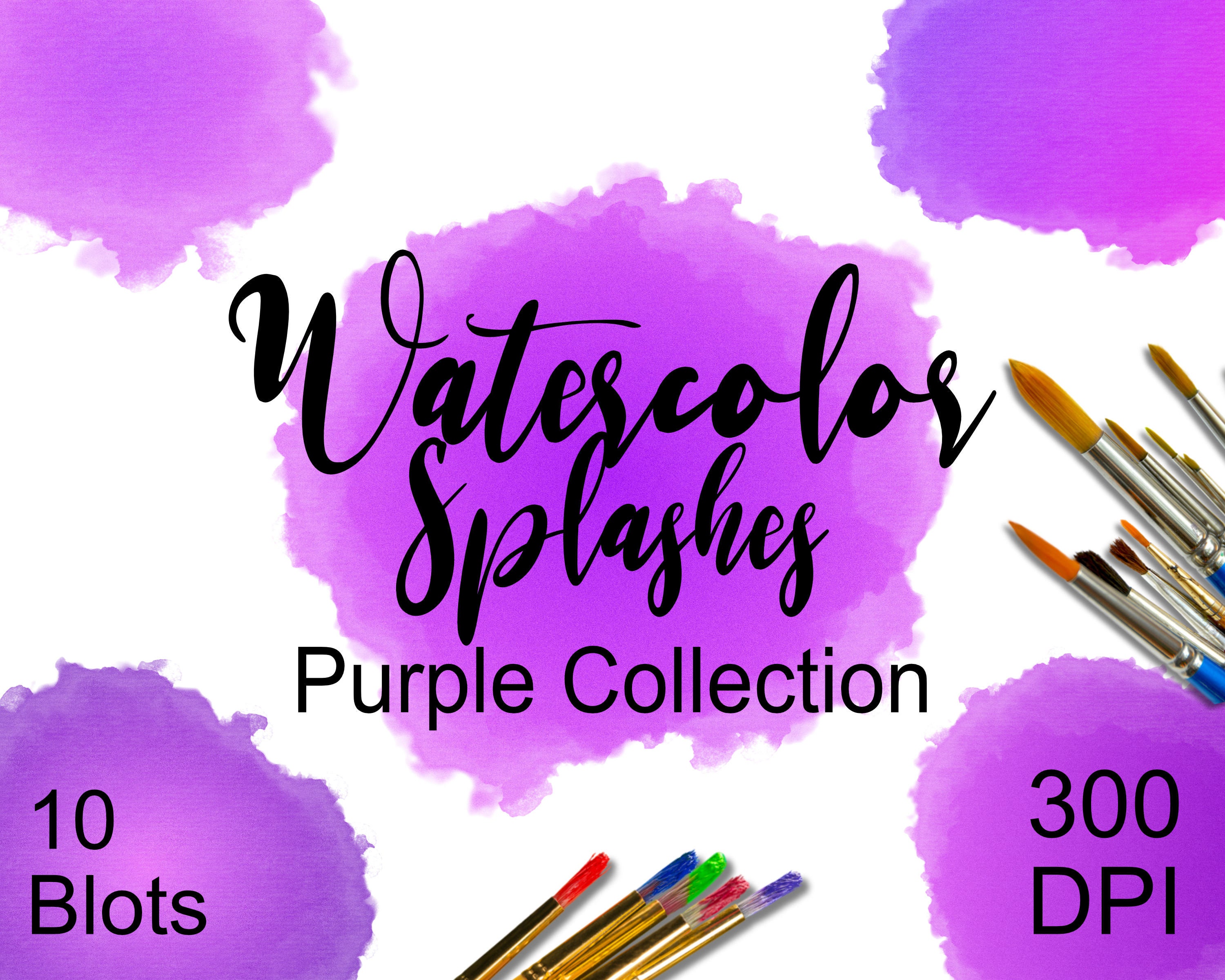 Purple Watercolor Splash Clip Art Bundle, Lavender Circle Paint ...