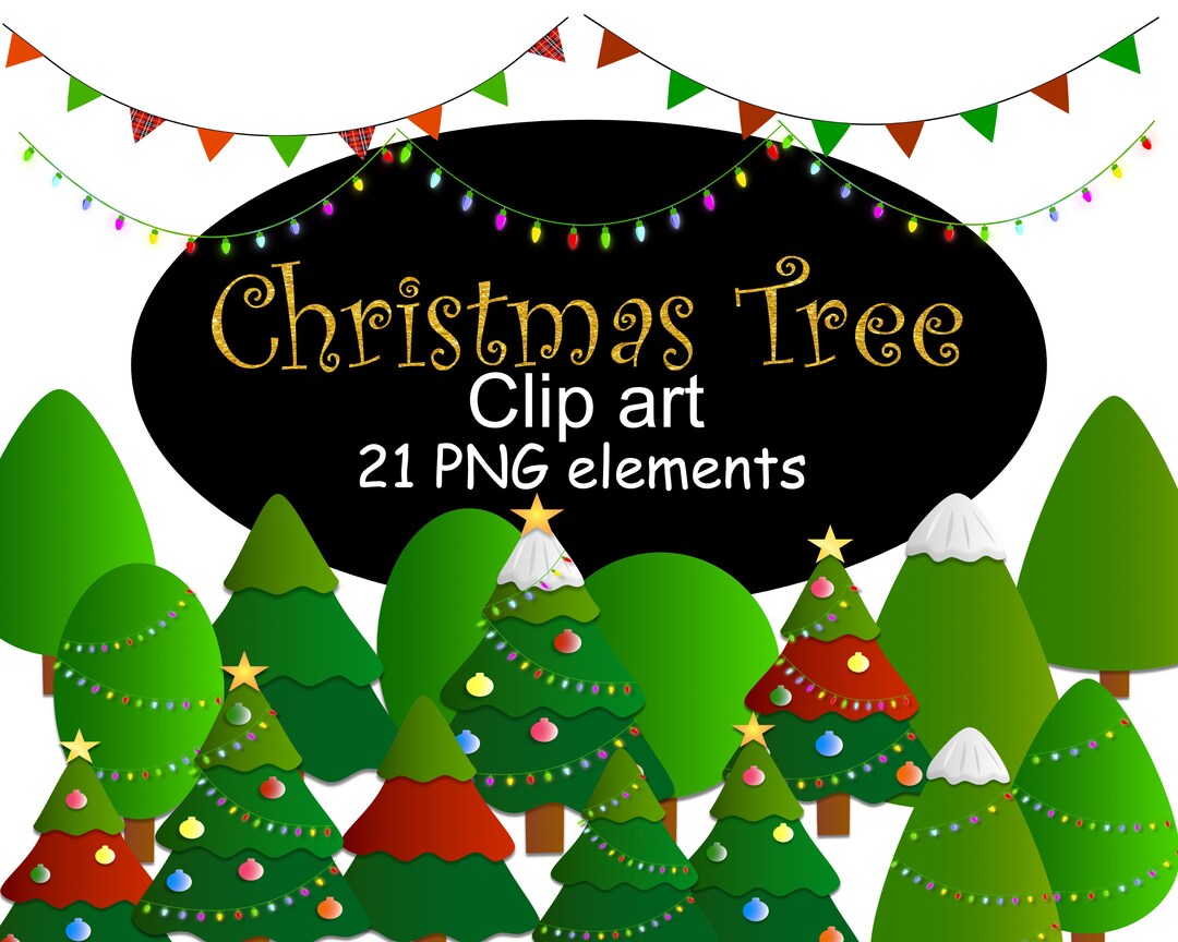 Christmas Tree Clip Art Set, Christmas Tree PNG Design Elements, Trees ...
