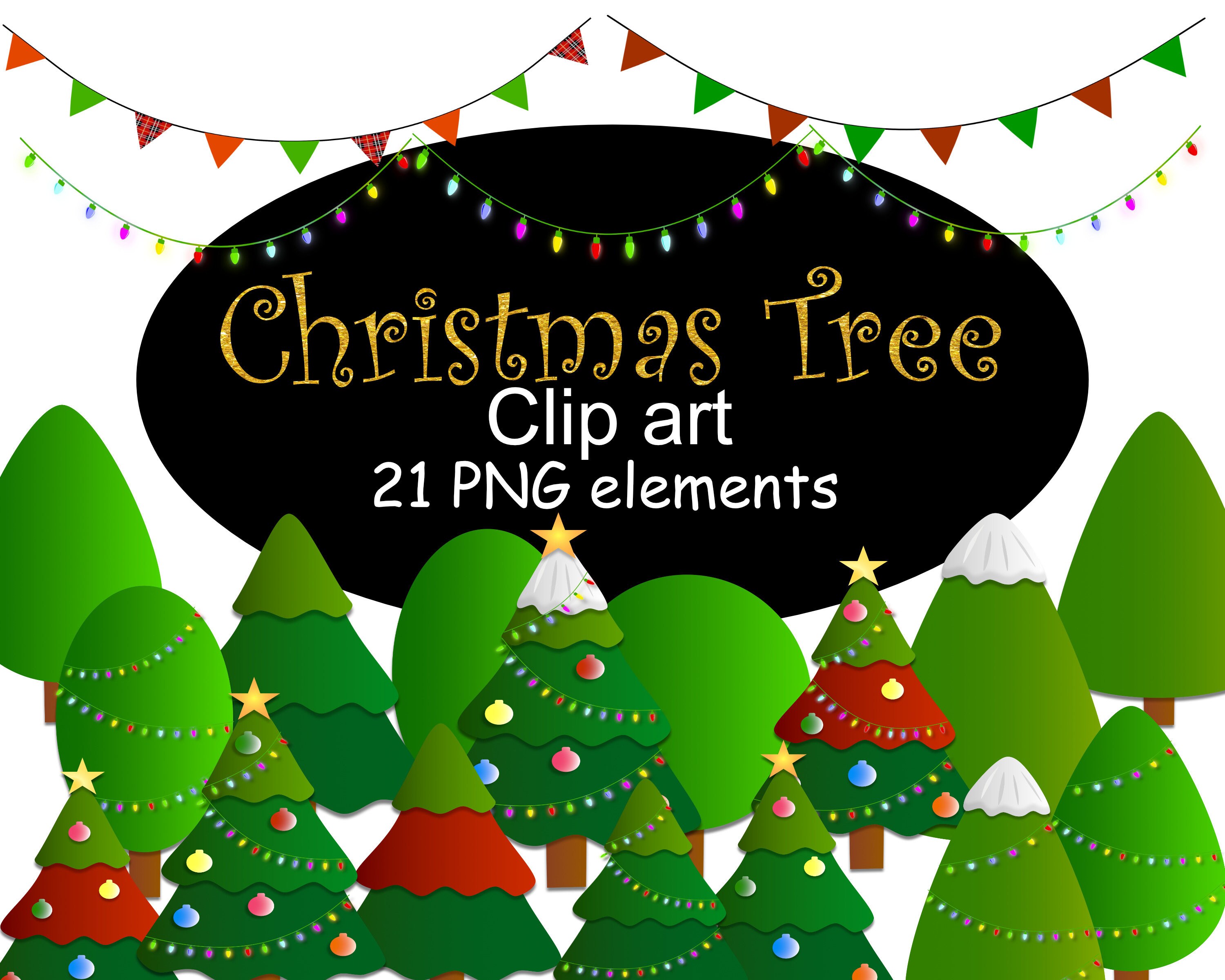 Christmas Tree Clip Art Set Christmas Tree PNG Design - Etsy