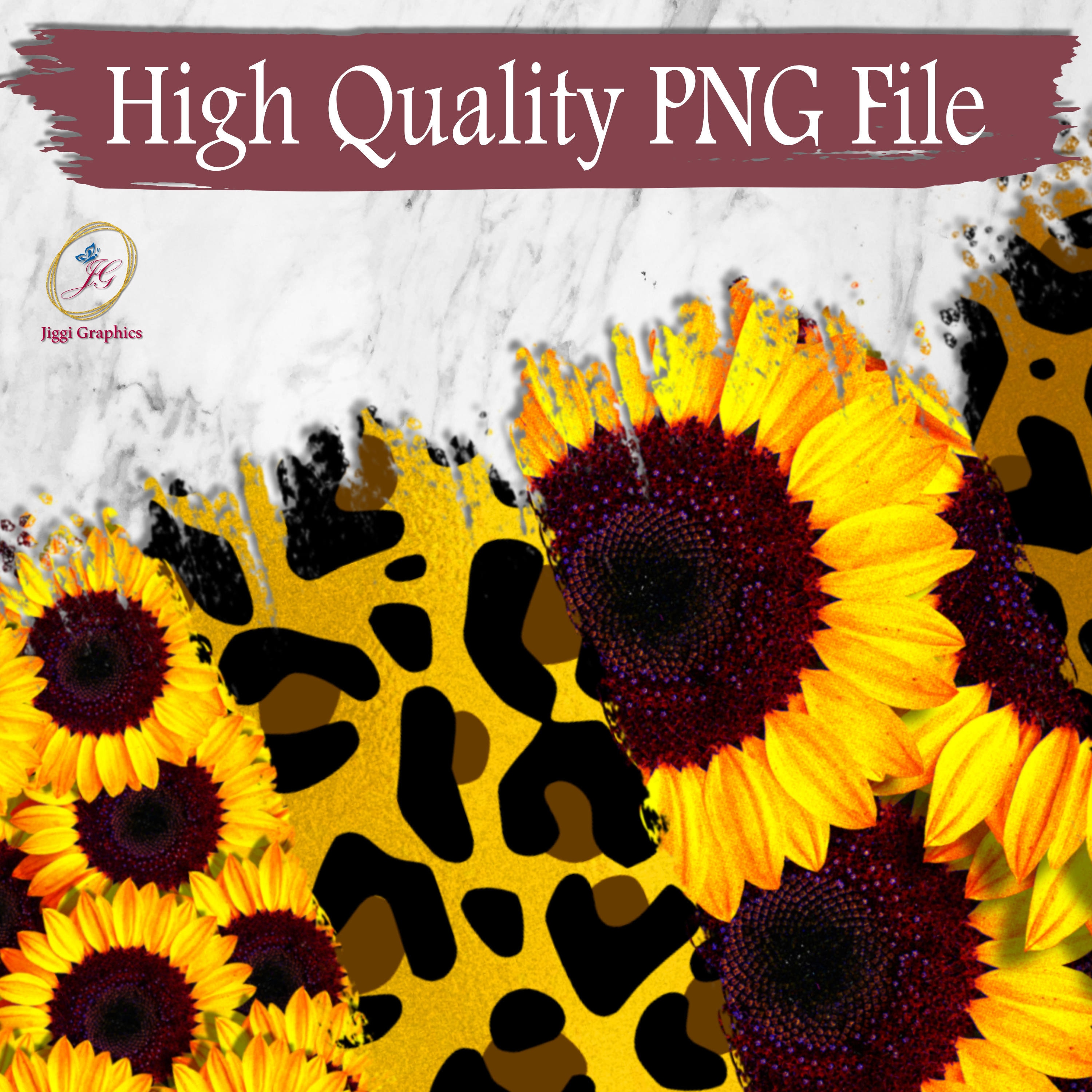 Leopard Sunflower Background PNG Sunflower Background | Etsy