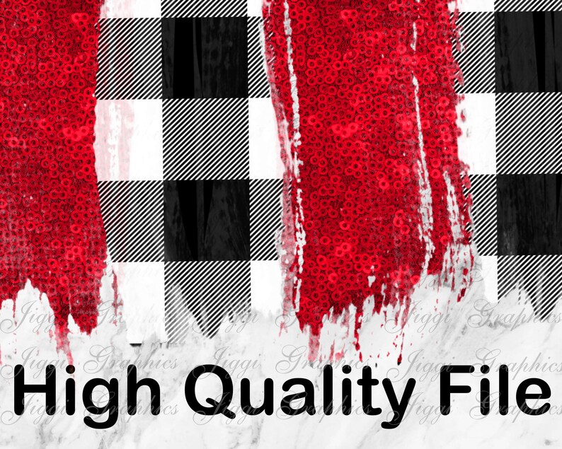 Red and Black Buffalo Plaid Background Sublimation, Sequin Brush Stroke ...