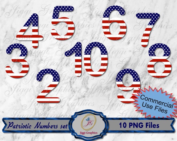 4th of July Number Set Patriotic Numbers Set Stripes and | Etsy