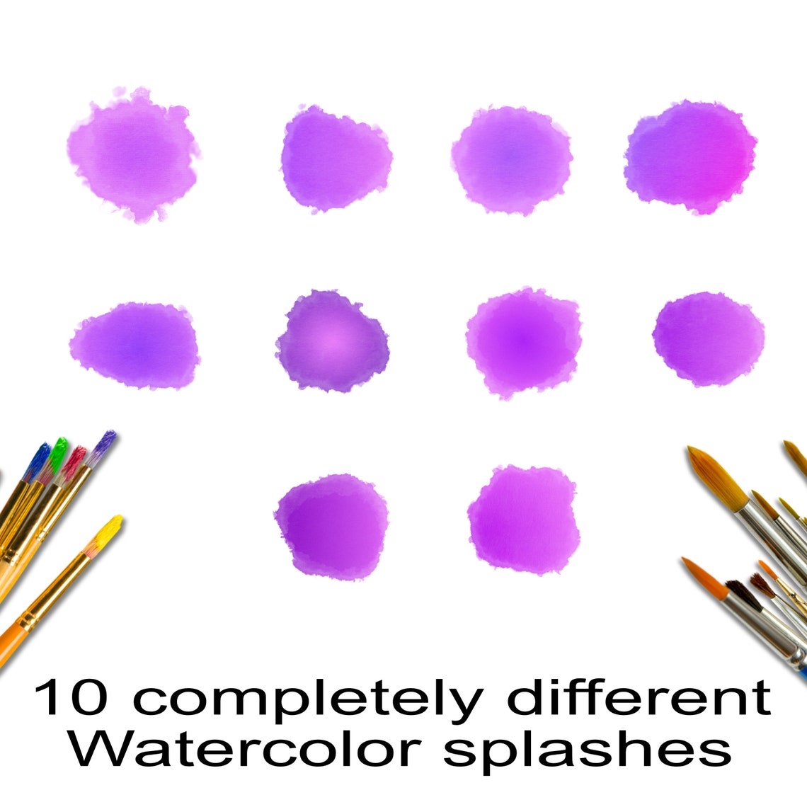 Purple Watercolor Splash Clip Art Bundle, Lavender Circle Paint ...