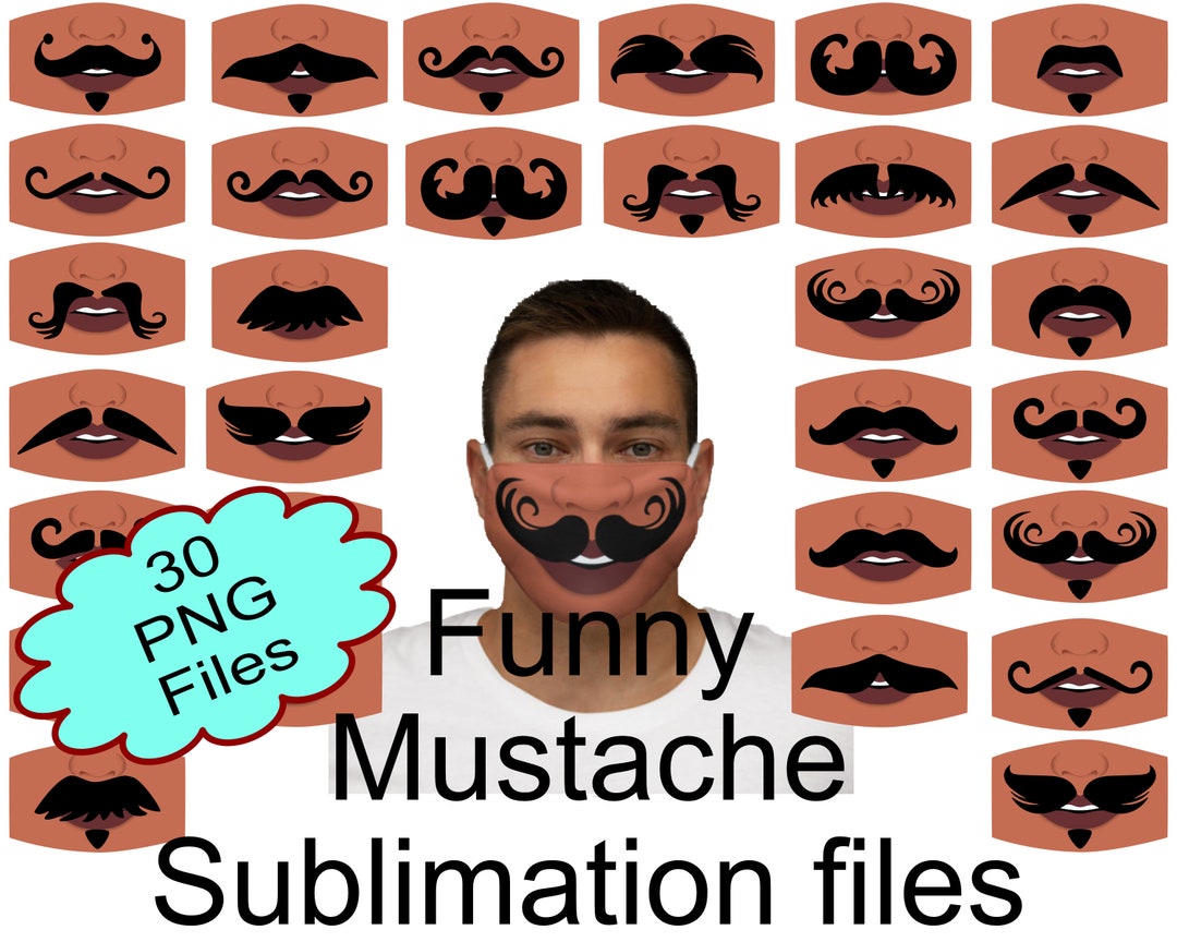 Funny Mustache Face Mask Designs, Sublimation Mask Bundle, Funny Mask ...