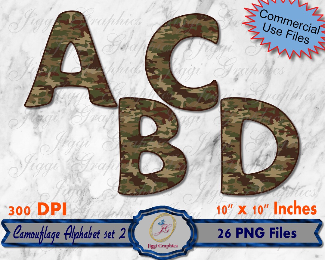 Camouflage Uppercase Letters Png, Camouflage Alphabet Png, Leafy ...